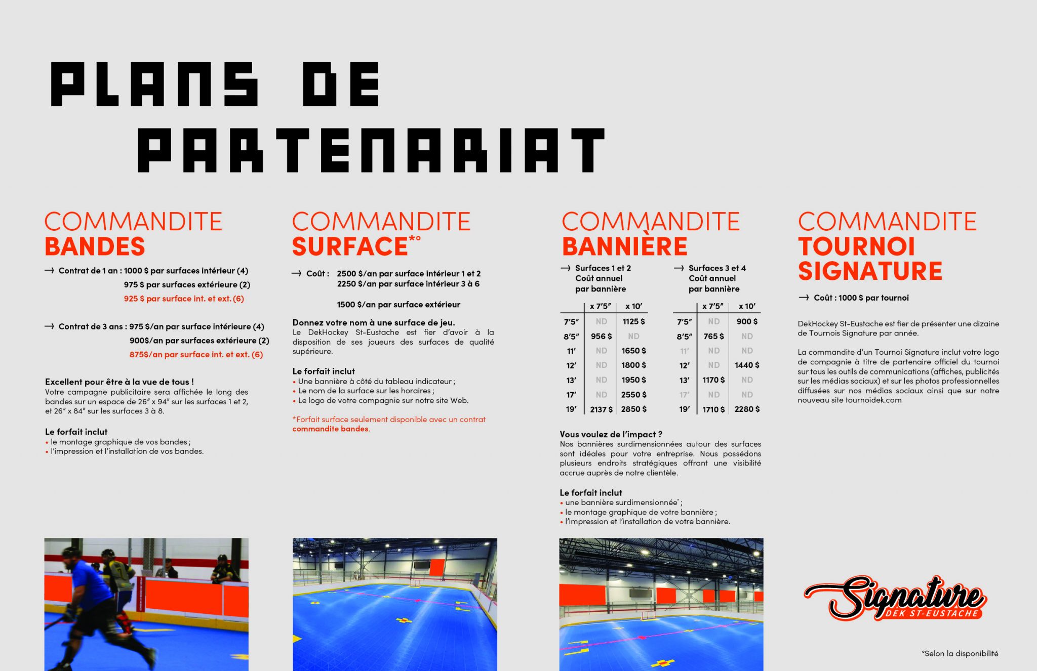 Plans de Partenariats - Dek Hockey St-Eustache